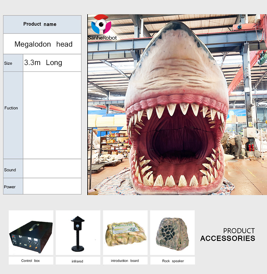 Wholesale Life Size Animated Animal Animatronic 3D Shark Head Megalodon ...